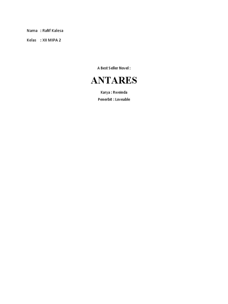 Interpretasi Novel - ANTARES | PDF | Fiksi Umum