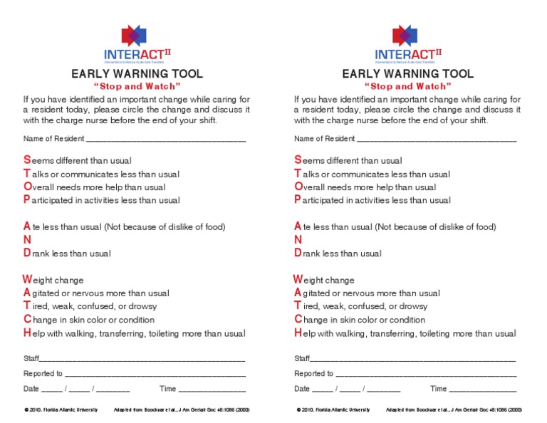 Early Warning Tool - Stop and Watch | PDF | Self-Improvement