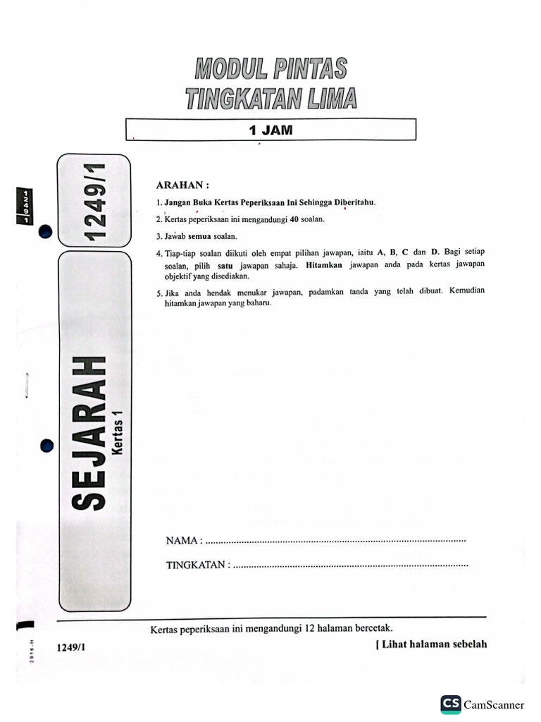 1.2022 k1 Soalan Set 1 Selangor | PDF