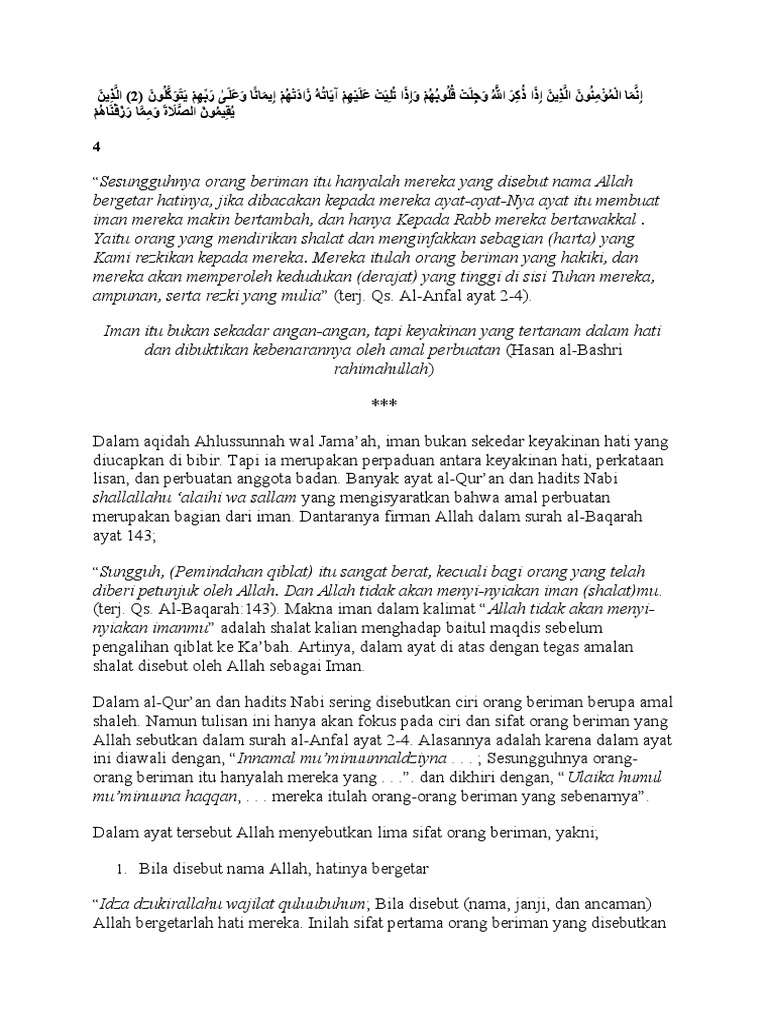 5 Ciri Orang Beriman | PDF