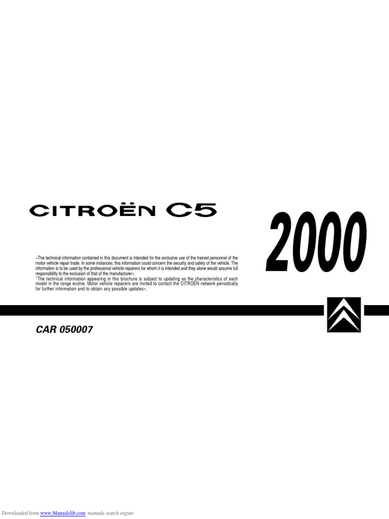 Citroën C5 Technical Handbook | PDF | Motor Oil | Vehicles