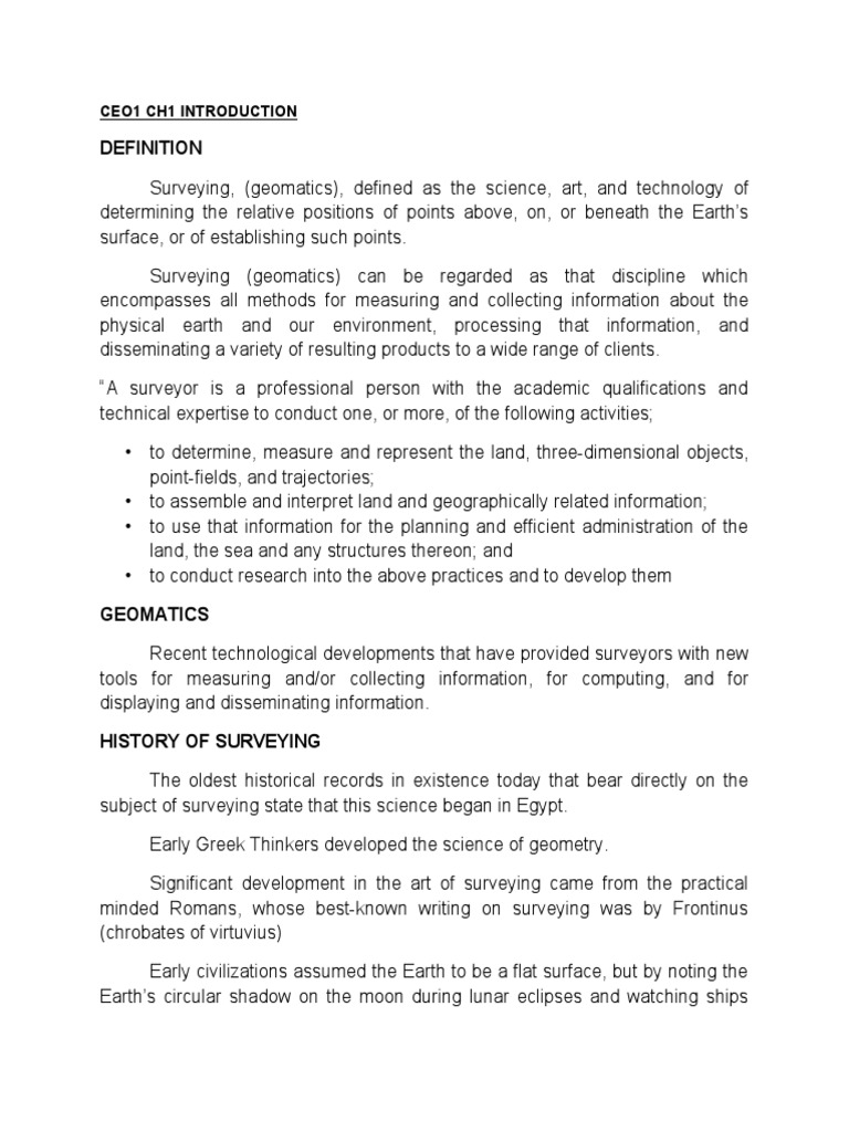 CE01 Ch1 | PDF | Surveying | Geomatics