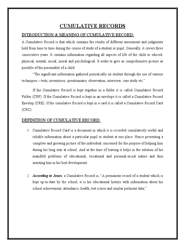 12 Cumulative Record Gunjan | PDF | Nursing | Teachers