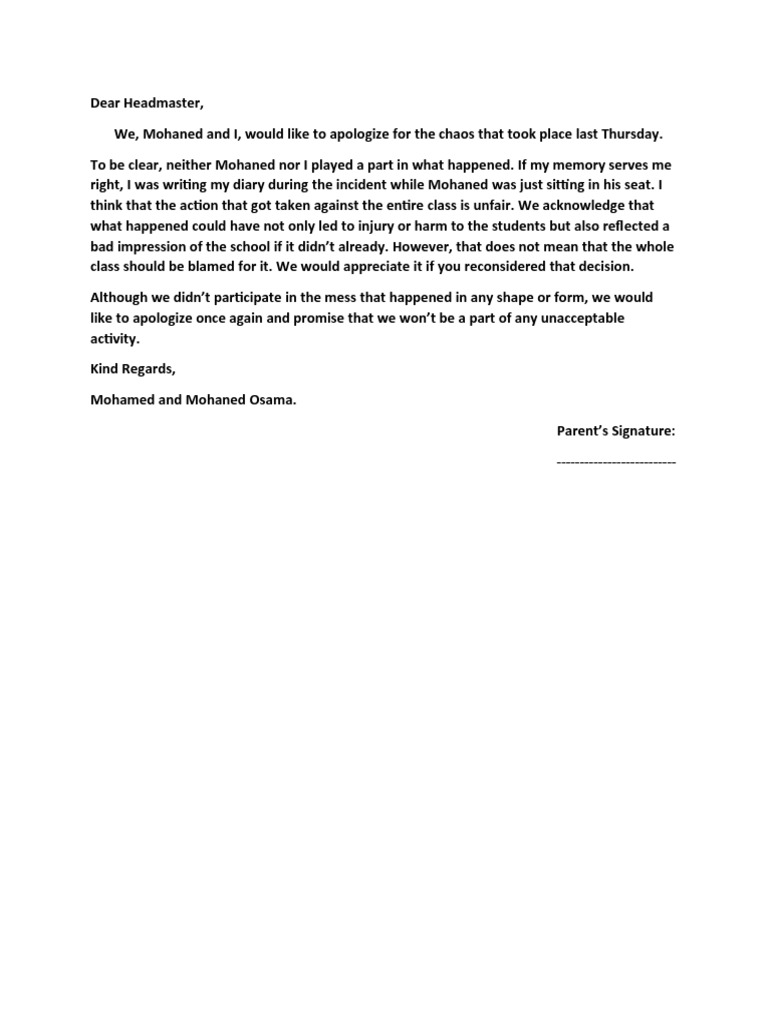 Dear Headmaster | PDF