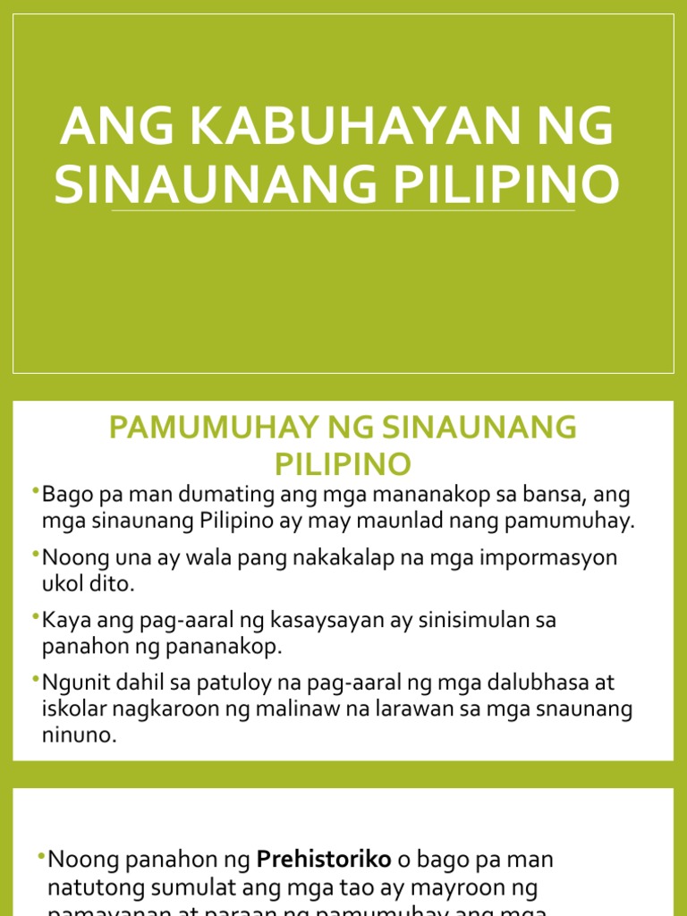 AP5 - Aralin 6 - Kabuhayan NG Sinaunang Pilipino | PDF