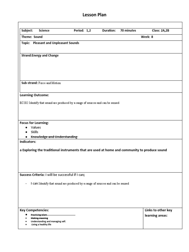 Sound Exploration Lesson Plan | PDF | Learning | Lesson Plan
