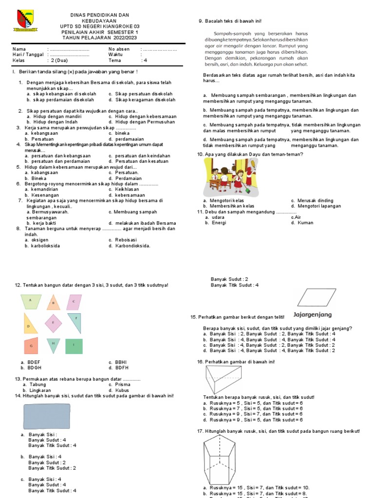 SOAL & Jawaban PAS KLS 2 TEMA 4 Ver. 1 - WEBSITE WWW - Kherysuryawan.id | PDF | Kajian Bahasa ...