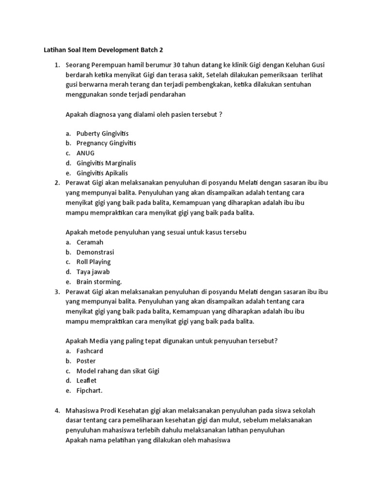 Latihan Soal Item Development Batch 2 | PDF
