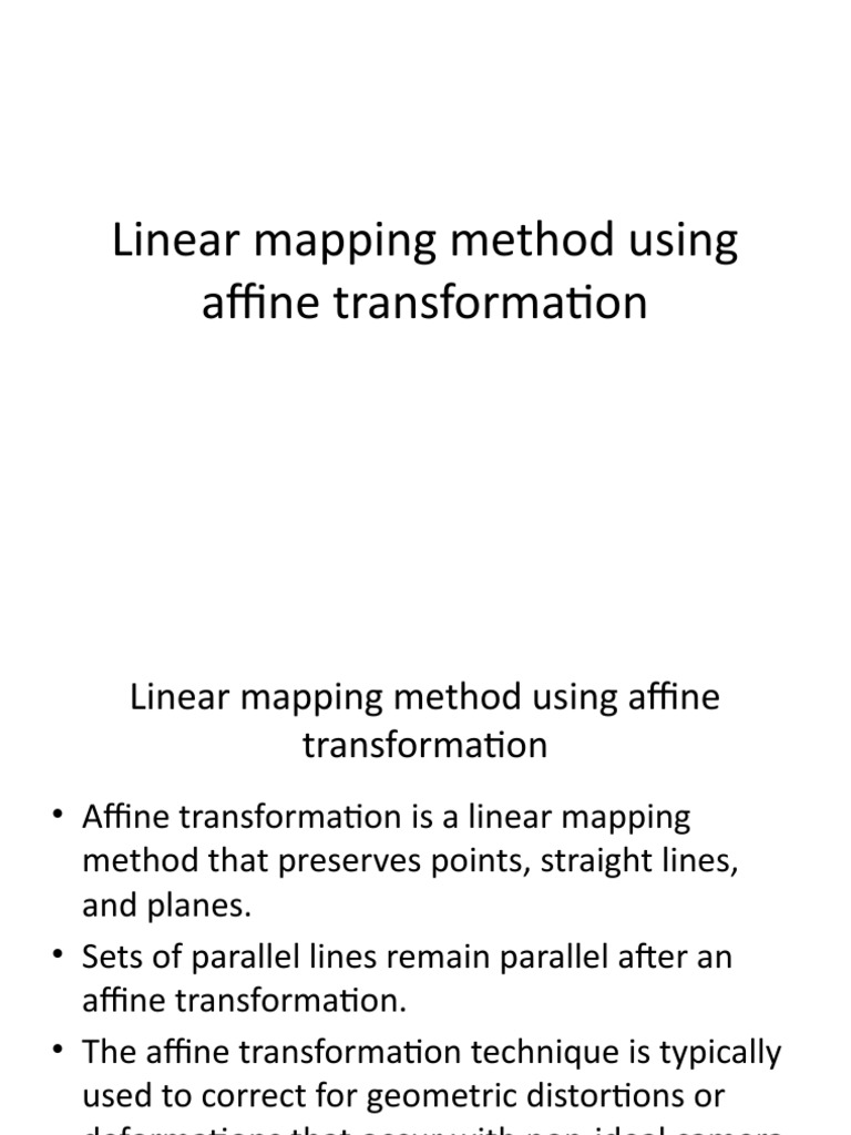 Linear Mapping Method Using Affine Transformation Pdf Matrix 9617