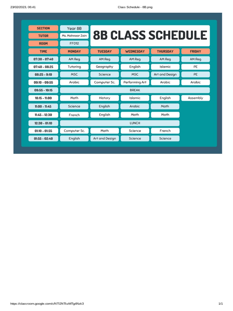 Class Schedule - 8B.png | PDF