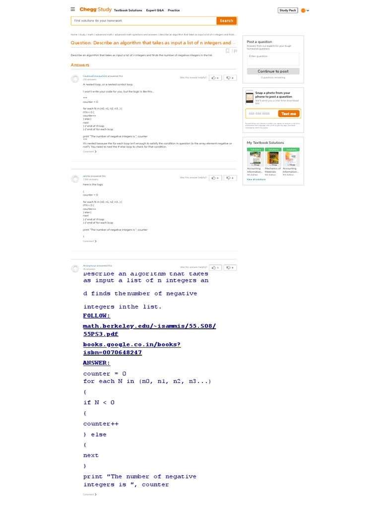 Describe An Algorithm That Takes As Input A List O Pdf Control 1281