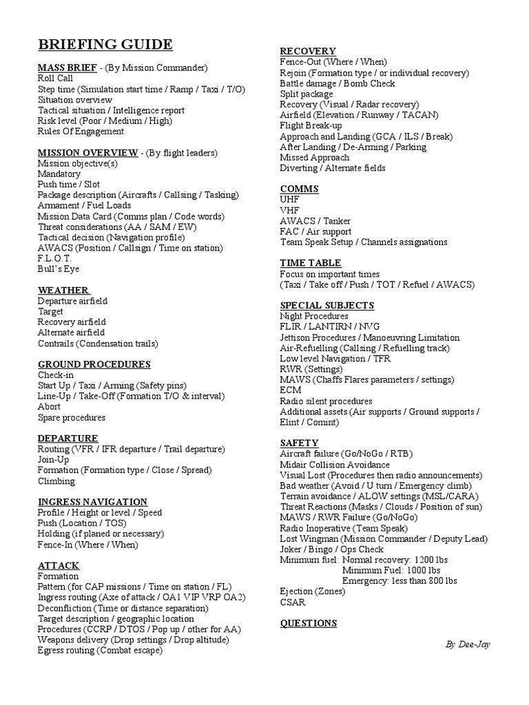 Mission Briefing Guide for Flight Operations | PDF | Aerial Refueling ...
