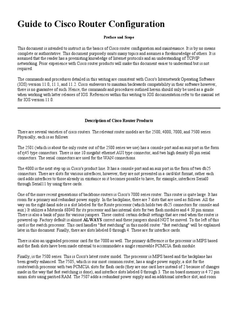 Guide To Cisco Router Configuration Pdf Routing Asynchronous Transfer Mode