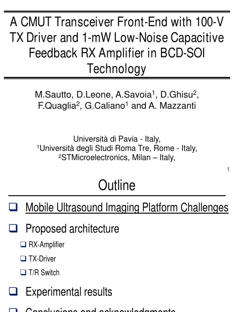 1 - A PMUT Transceiver Front-End With 100-V TX Driver and Low-Noise ...