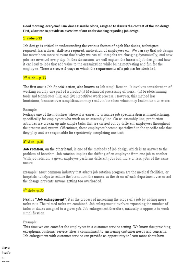 Discuss The Diff Methods of Job Design | PDF | Motivation | Motivational