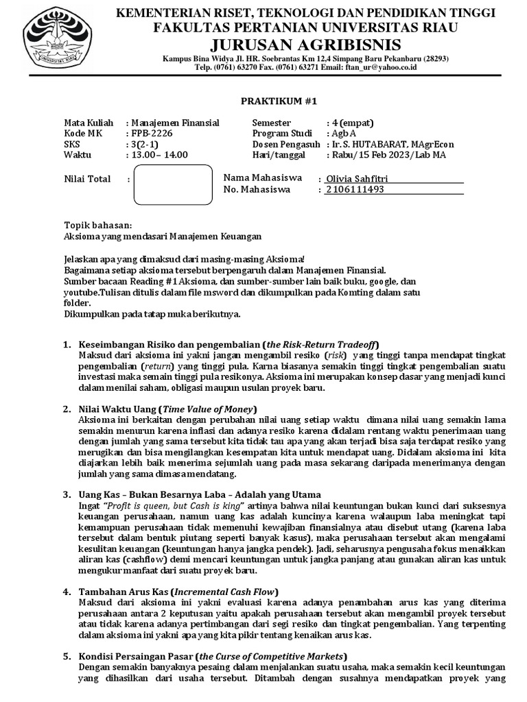 Olivia Sahfitri - 2106111493 - Tugas 1 Prak MF A | PDF