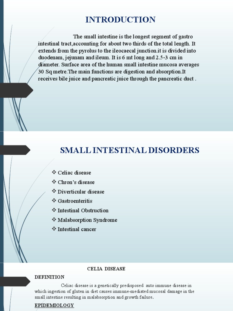 Small Intestine Disorders Overview | PDF | Crohn's Disease | Coeliac ...