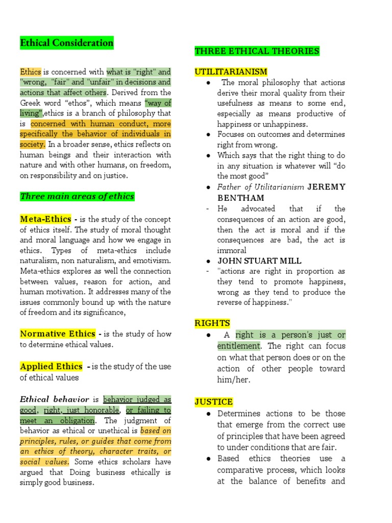 Ethical Consideration: Utilitarianism | PDF | Leadership | Human Resource Management