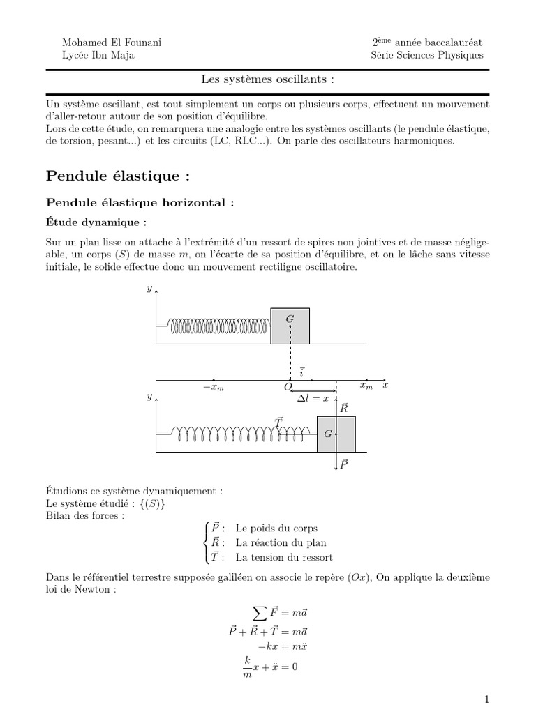 Systemes Mecaniques Oscillants Cours Latex | PDF | Pendule (physique) | Poids