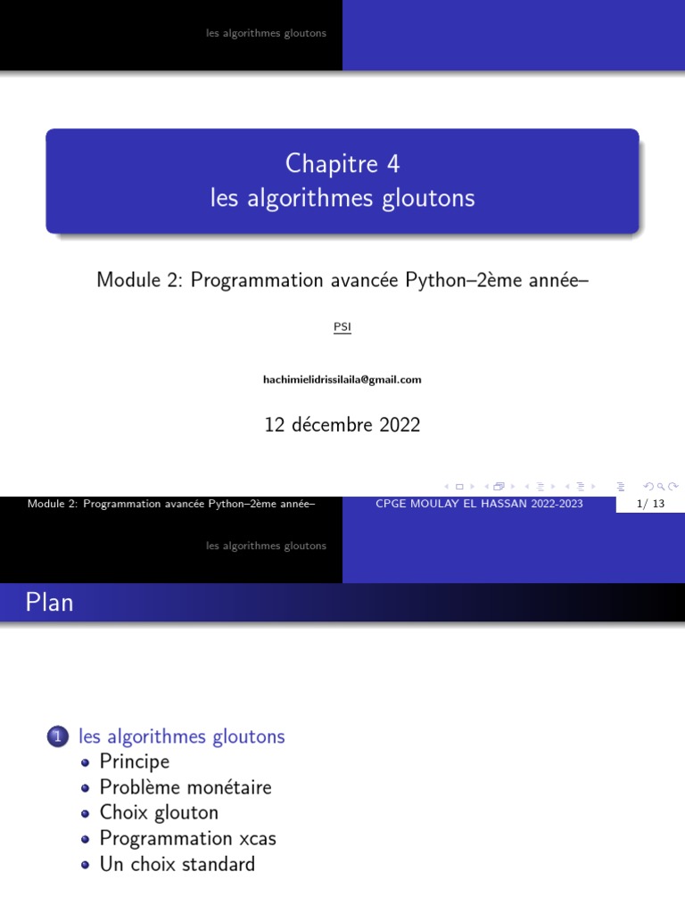 Algoritm Glouton | PDF | Programmation informatique | Python (Langage de programmation)