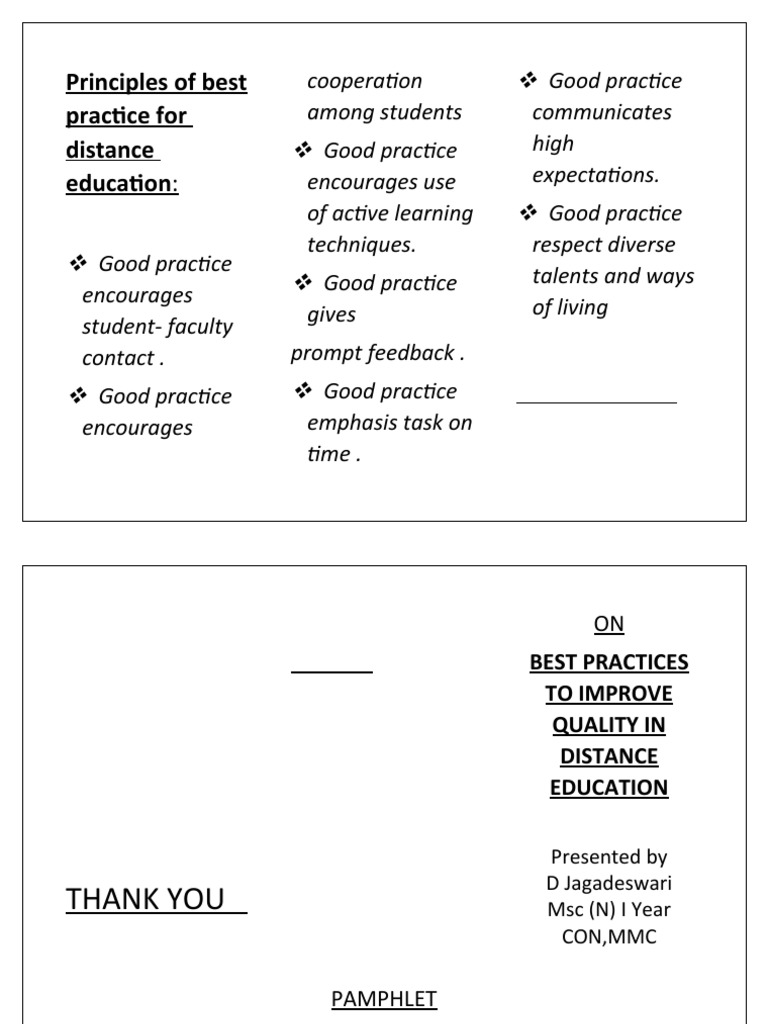 Principles of Best Practice For Distance Education | PDF