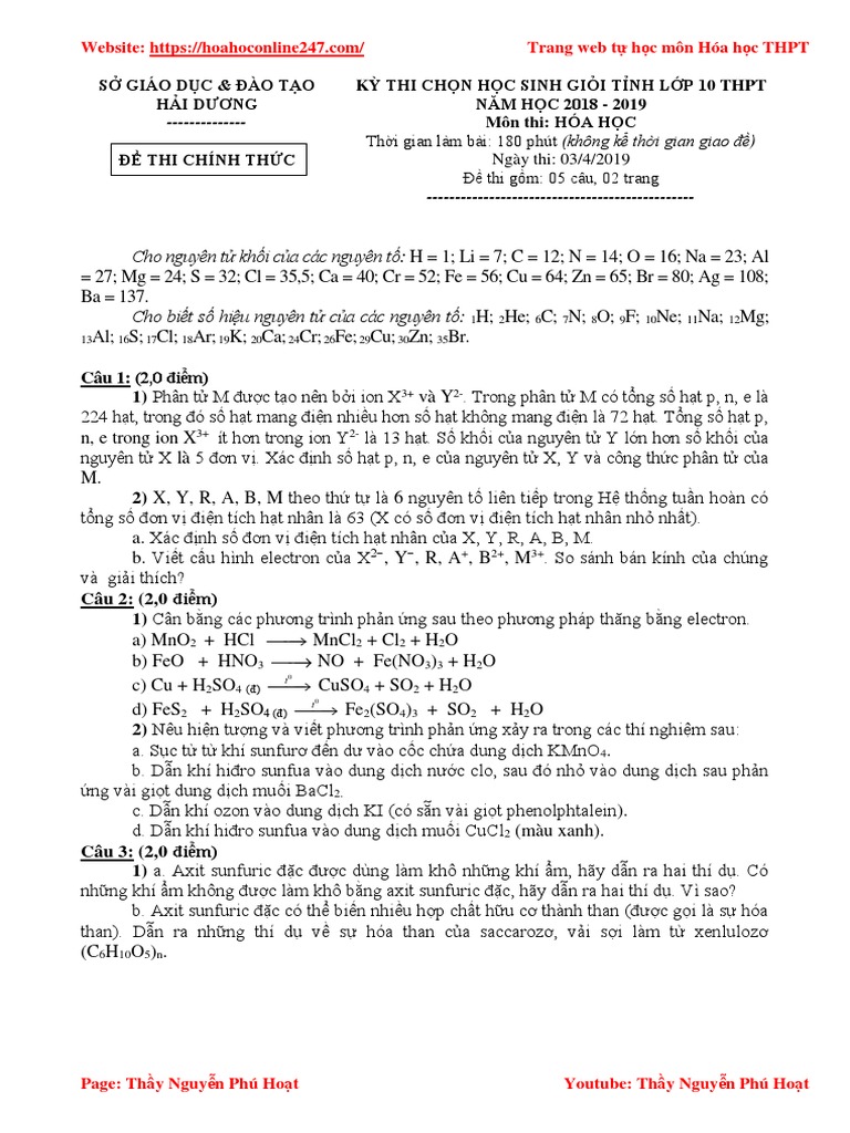 HSG 10 H I Dương 2018-2019 | PDF