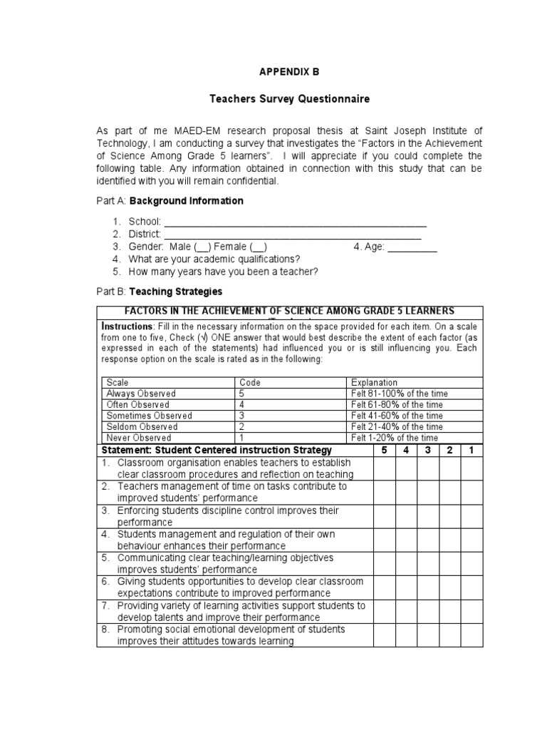 Survey Questionnaire | PDF | Educational Assessment | Learning