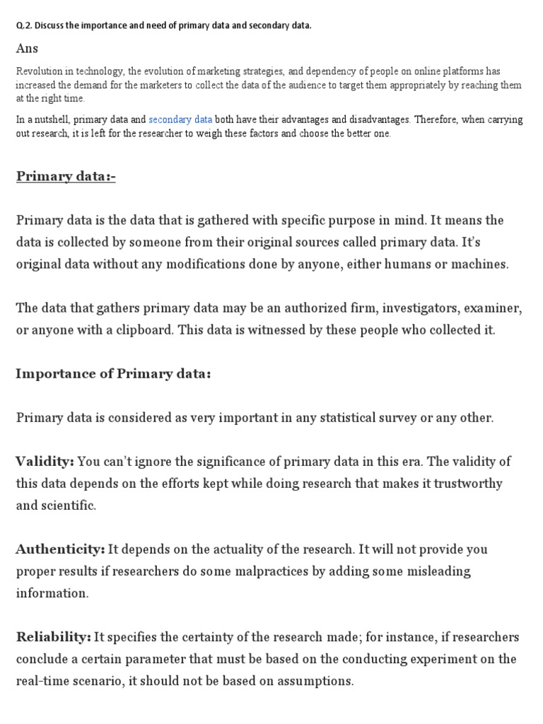 Secondary Data | Download Free PDF | Data | Survey Methodology