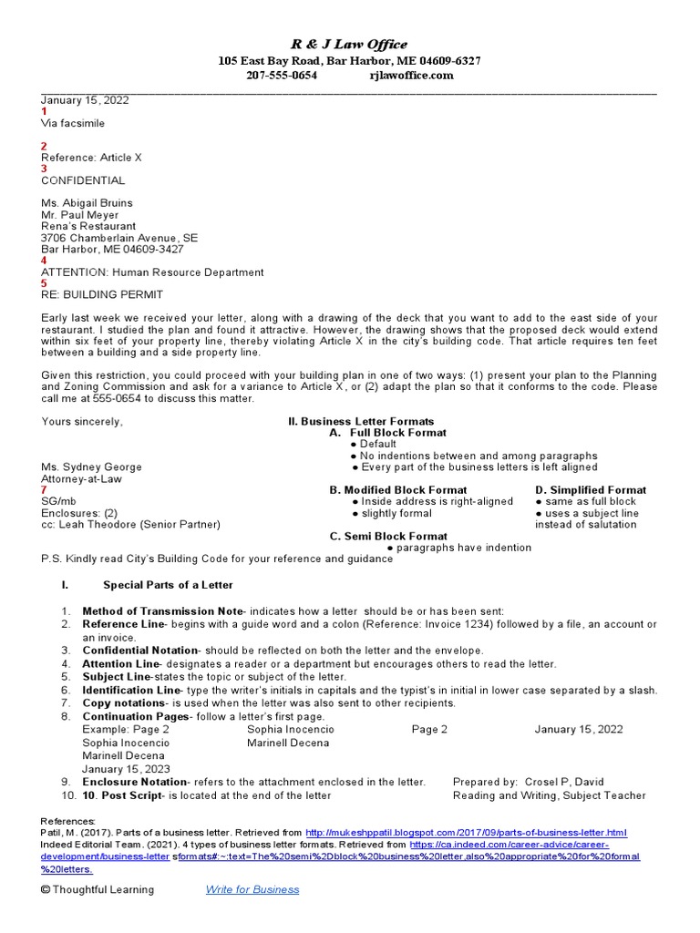 Special Parts of A Letter | PDF | Computing | Writing