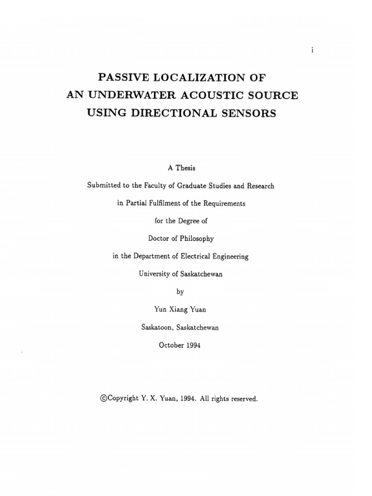 Passive Localization Of An Underwater Acoustic Sources Using