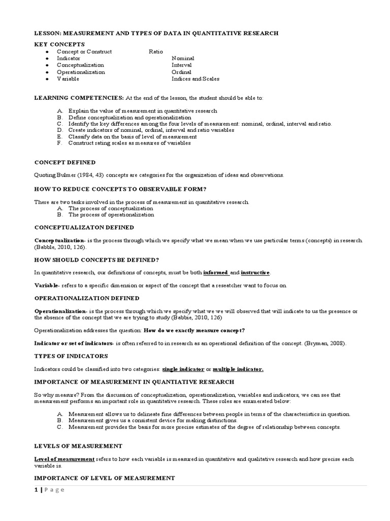 Handout - Data Interpretation | Download Free PDF | Level Of Measurement | Measurement