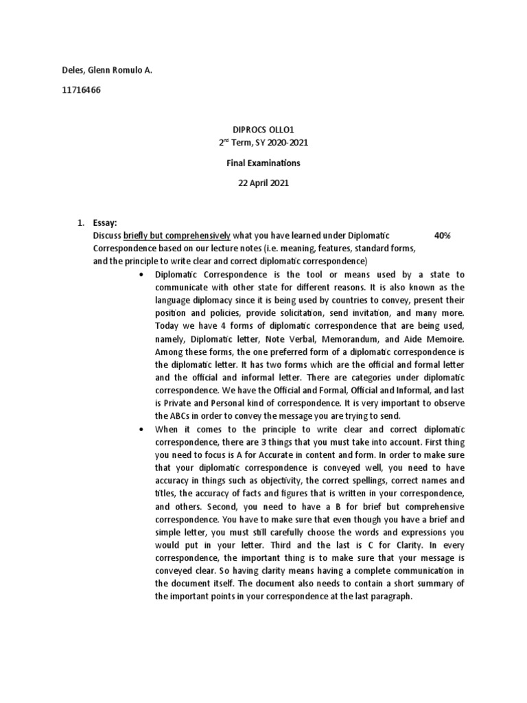 Diprocs Ollo1, 2t Final Exams by Deles | PDF | Etiquette