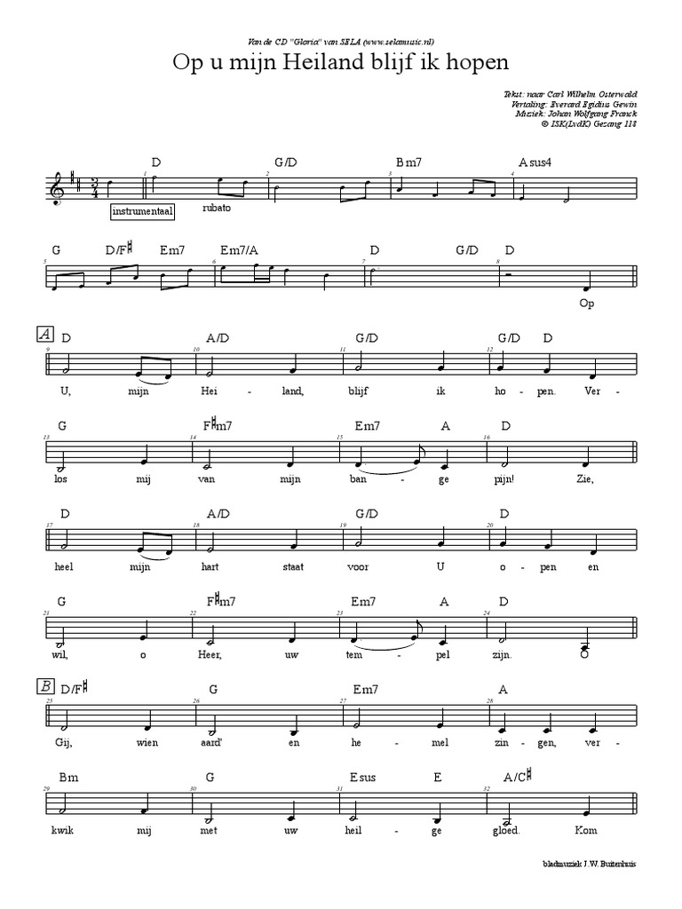 Sela - Op U Mijn Heiland Blijf Ik Hopen | PDF