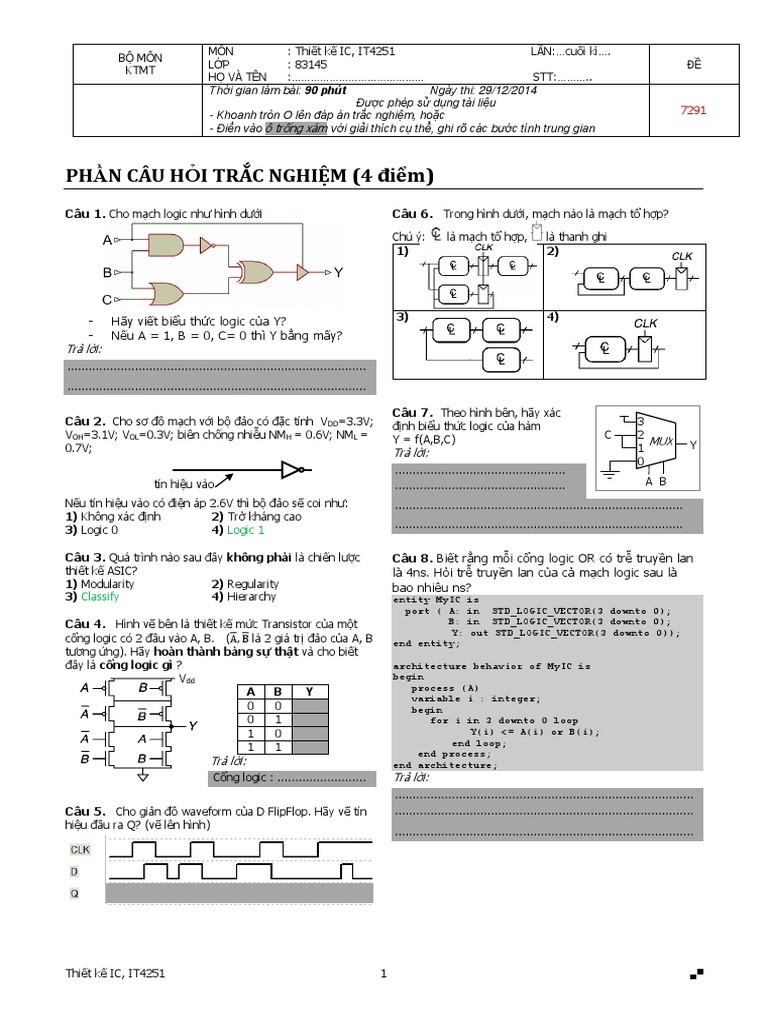 IT4251 ThietkeIC de Thi 7291 | PDF