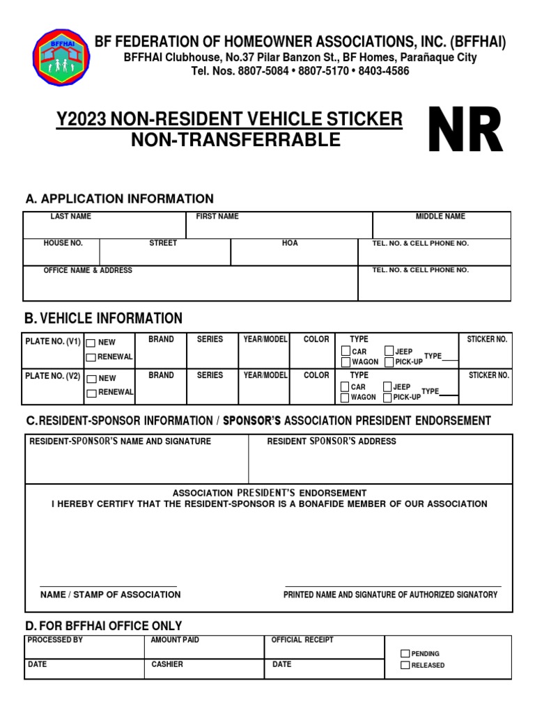 Non Resident Sticker Application 2023 | PDF | Traffic | Justice