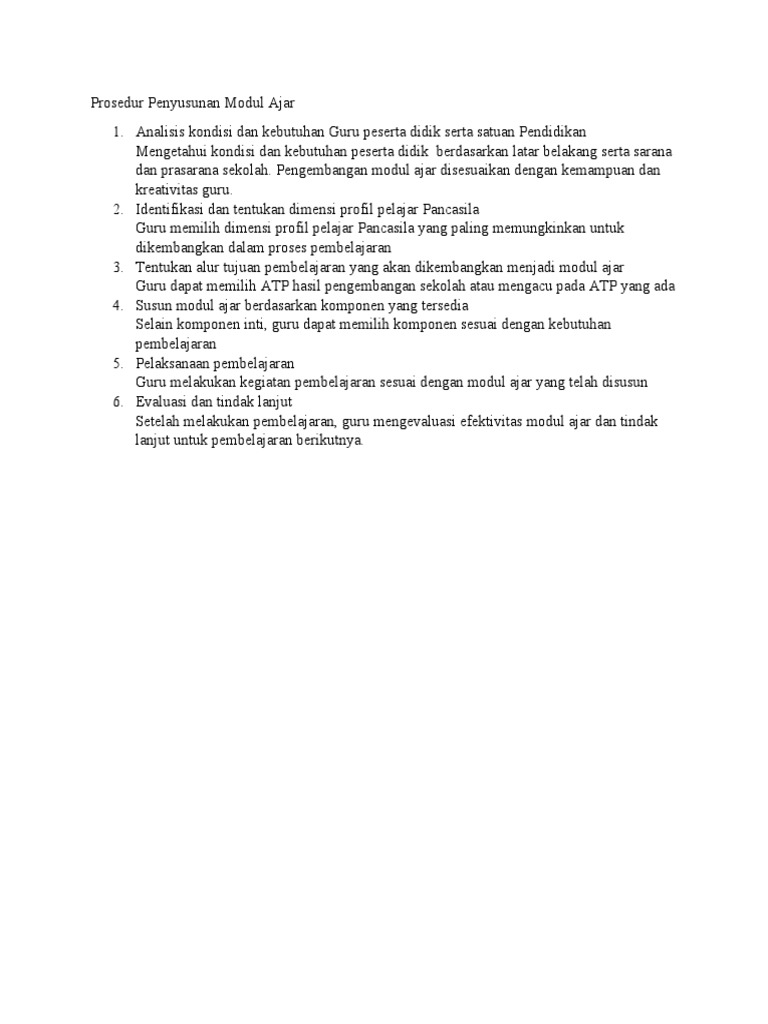 Prosedur Penyusunan Modul Ajar | PDF