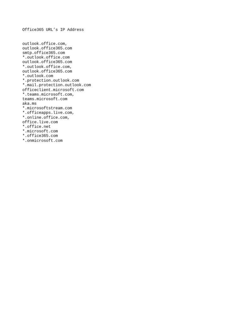Office 365 IP Address List | PDF