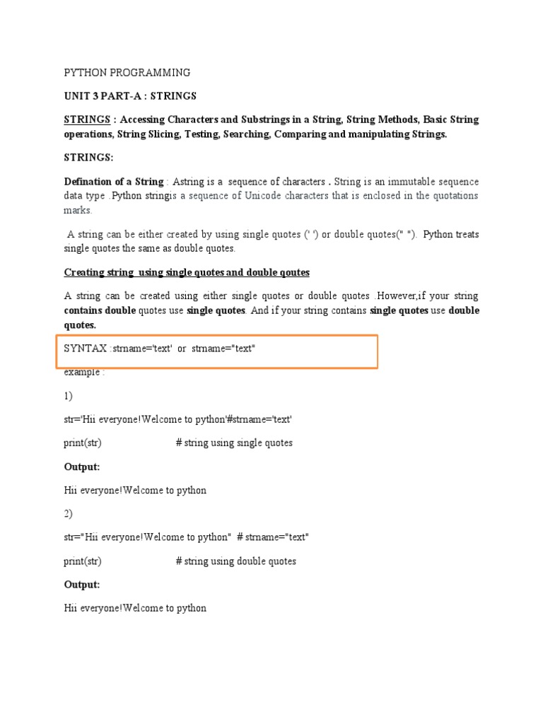 Python Unit 3 | PDF | String (Computer Science) | Boolean Data Type