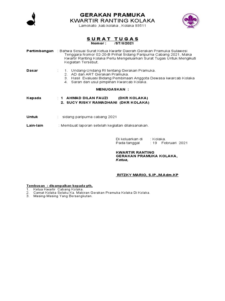 Contoh Surat Tugas | PDF