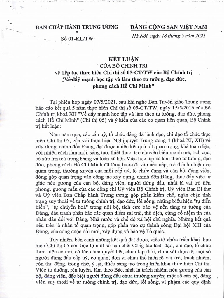 ket-luan-01TW thực hiện CT05 | PDF