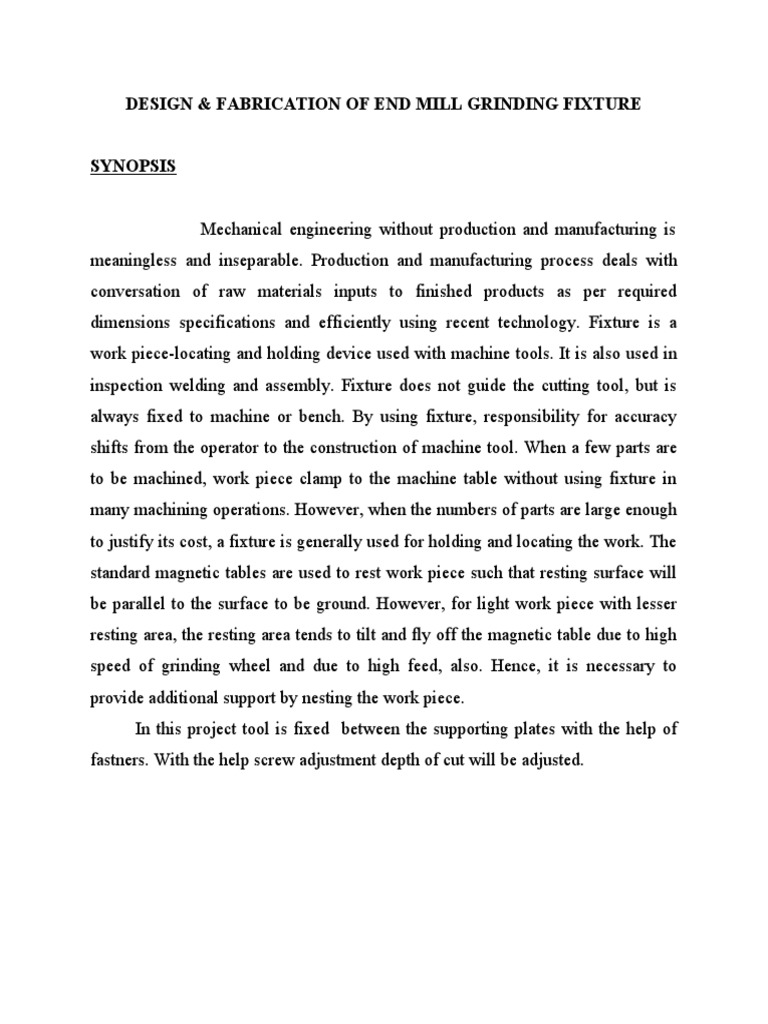 DCP247 Design & Fabrication of End Mill Grinding Fixture | PDF