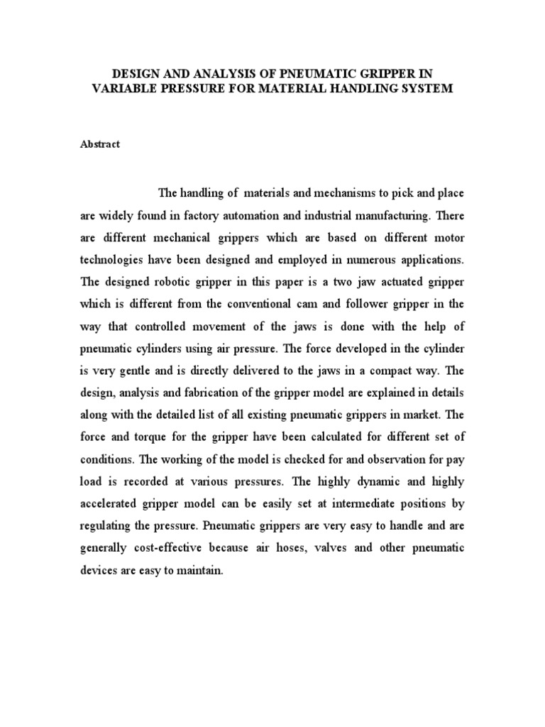 DCP258 Design and Analysis of Pneumatic Gripper in Variable Pressure ... DCP258 Design and Analysis of Pneumatic Gripper in Variable Pressure ...