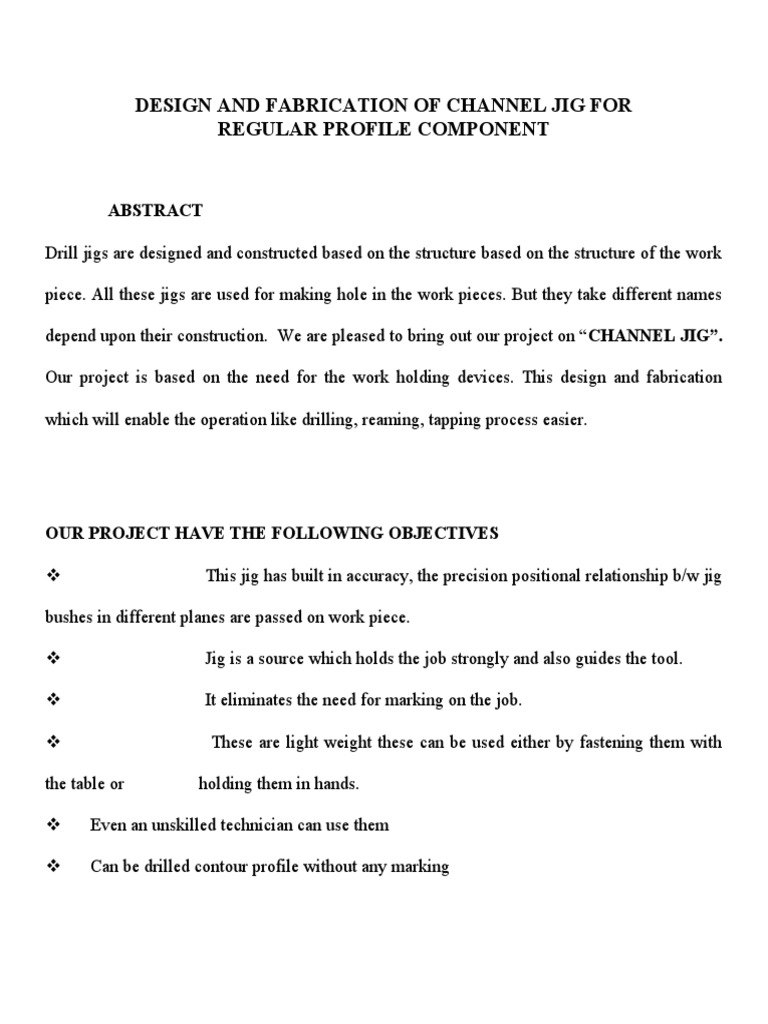 DCP275 Design and Fabrication of Channel Jig For Regular Profile ...