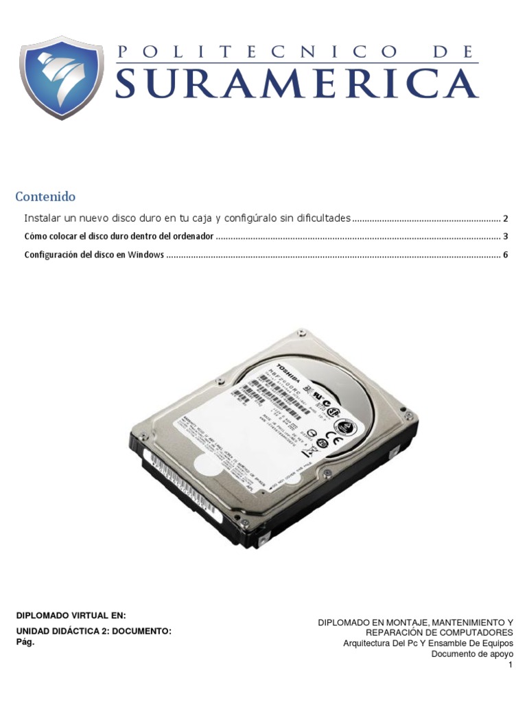 Documento de Apoyo - Instalando Discos Duros | PDF | Disco duro | Equipo de oficina