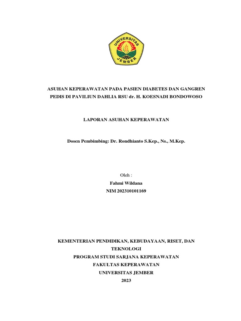 Asuhan Keperawatan Pada Pasien Gangren Pedis Di Paviliun Dahlia B Pdf