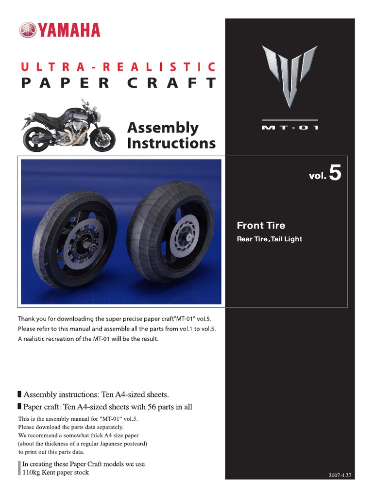ULTRA-REALISTIC PAPER CRAFT MT-01 Vol.5 - Front Tire ... | PDF | Adhesive | Scissors