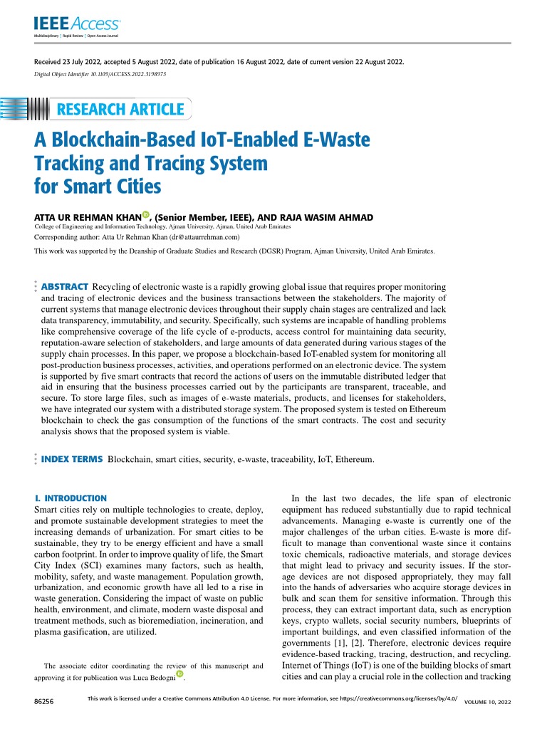 A Blockchain-Based IoT-Enabled E-Waste Tracking and Tracing System For ...