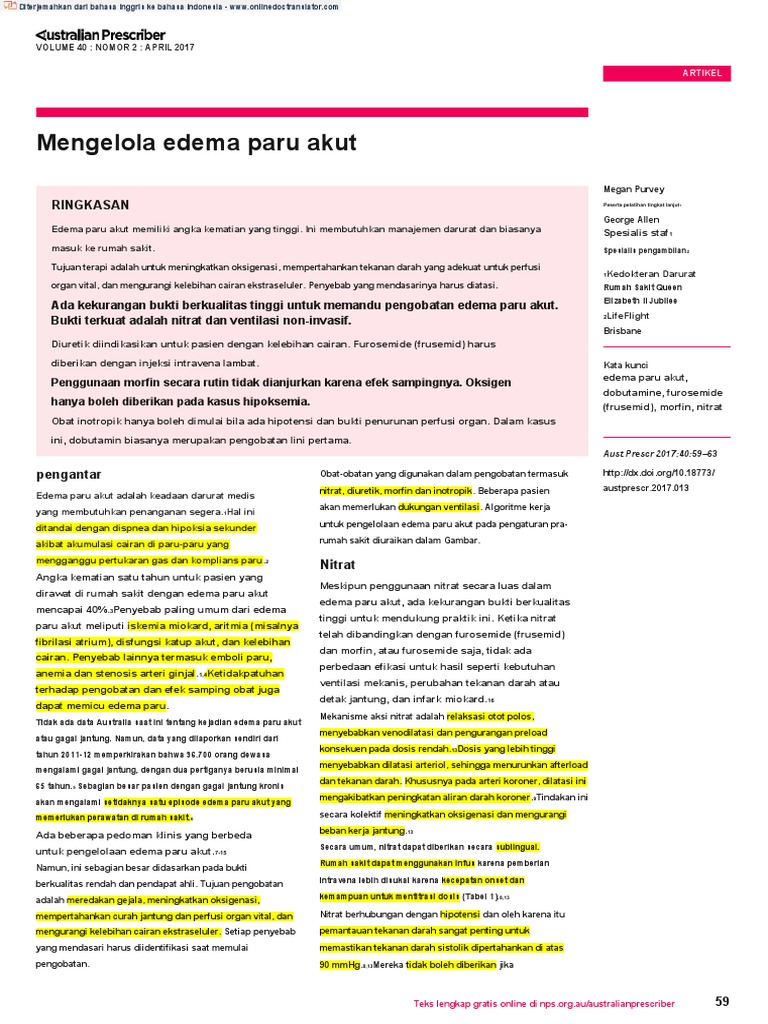 Managing Acute Pulmonary Oedema - En.id | PDF