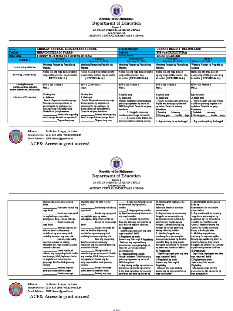 EPP-5 DLL Q3 Week-2 | PDF