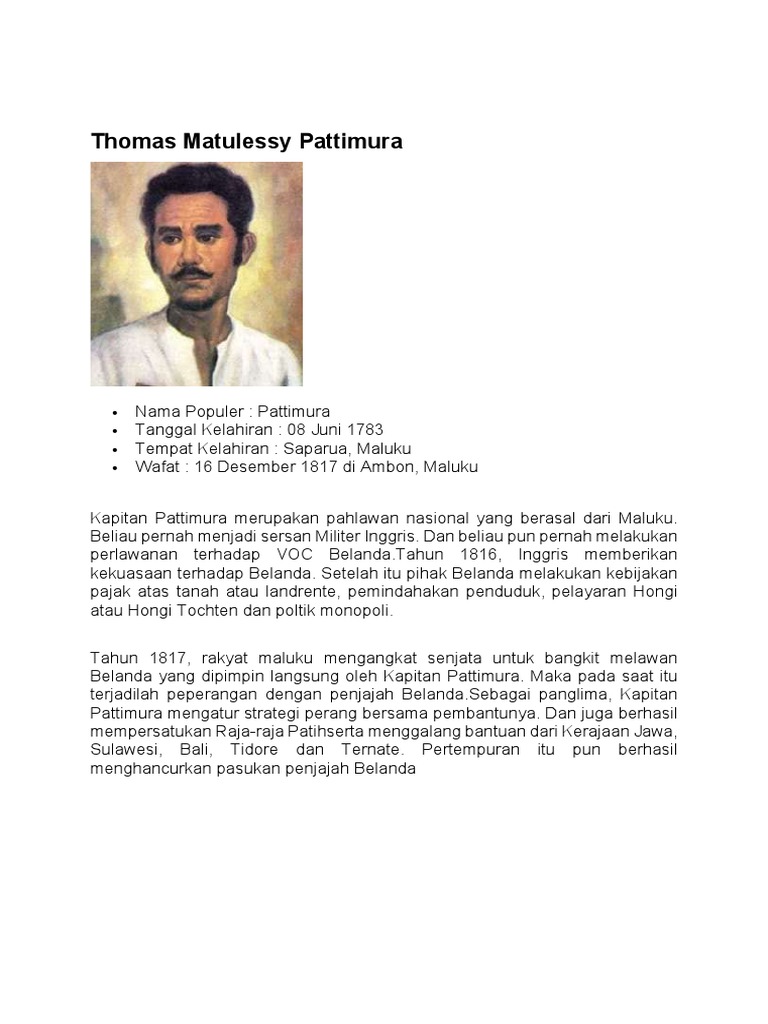 Biografi Kapitan Pattimura | PDF
